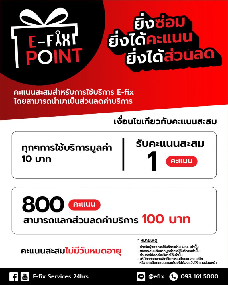 E-fix Point คะแนนสุดพิเศษ สะสมทุกการใช้จ่าย - E-Fix 24hrs ไฟฟ้า ประปา ...